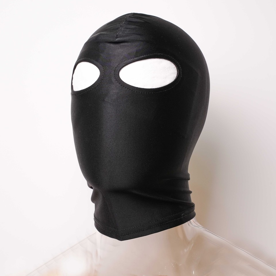 Black Face Mask Elastic Breathable Open Eyes Mouth Spandex Costume Hood ...