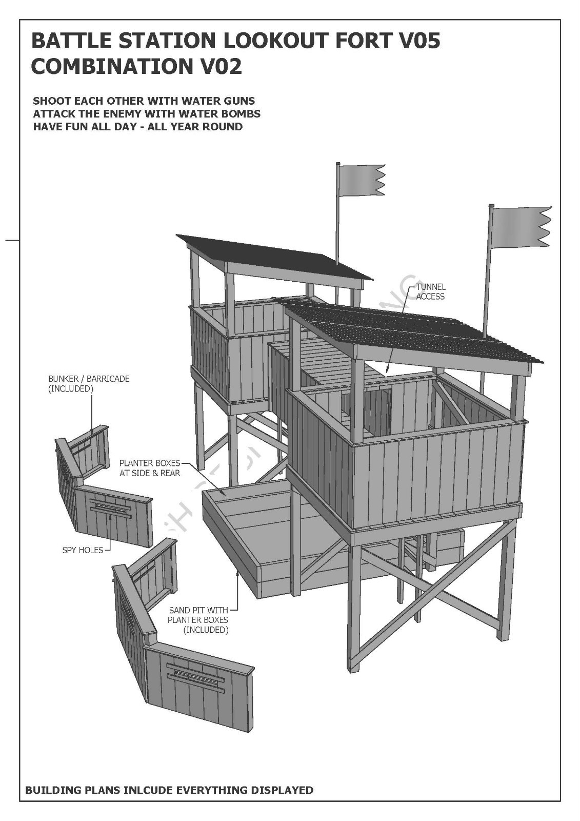CUBBY HOUSE / FORT / SAND PIT- COMBO V2 - Build With Your Kids ...