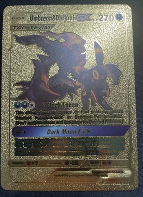 Pokemon Umbreon & Darkrai GX Tag Team Gold Foil Fan/Display Art Card NM ...