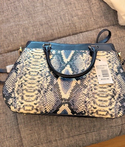 Brahmin Raelynn Blue/cream/black snake - New with tags | eBay