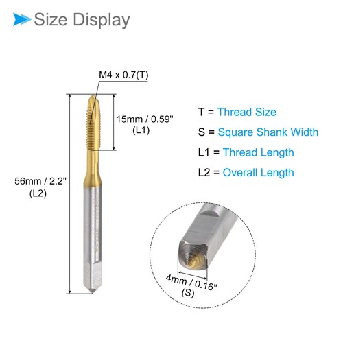 M4 x 0.7 Titanium Coated Thread Milling Spiral Point Threading Taps 1 ...