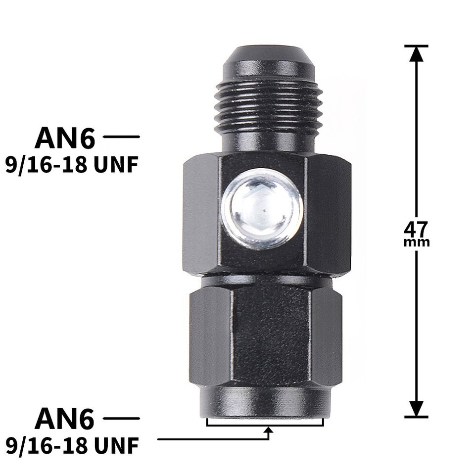 2Pcs Fuel Pressure Fitting 6AN Male to Female + 1/8 NPT Gauge Port Hose ...