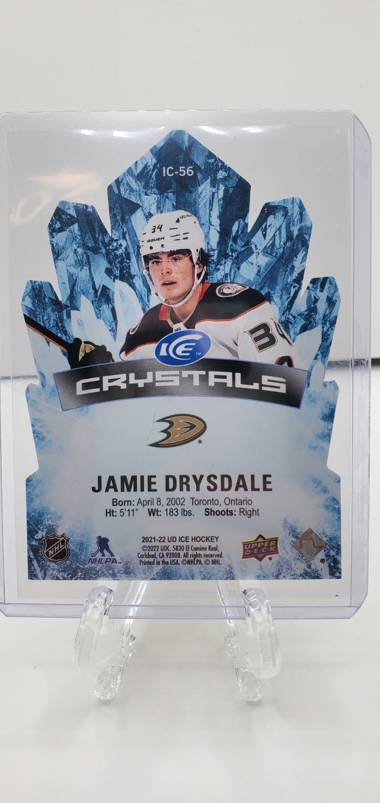 2021-22 UD Ice Crystals Yellow /10 Jamie Drysdale - Anaheim Ducks #IC ...