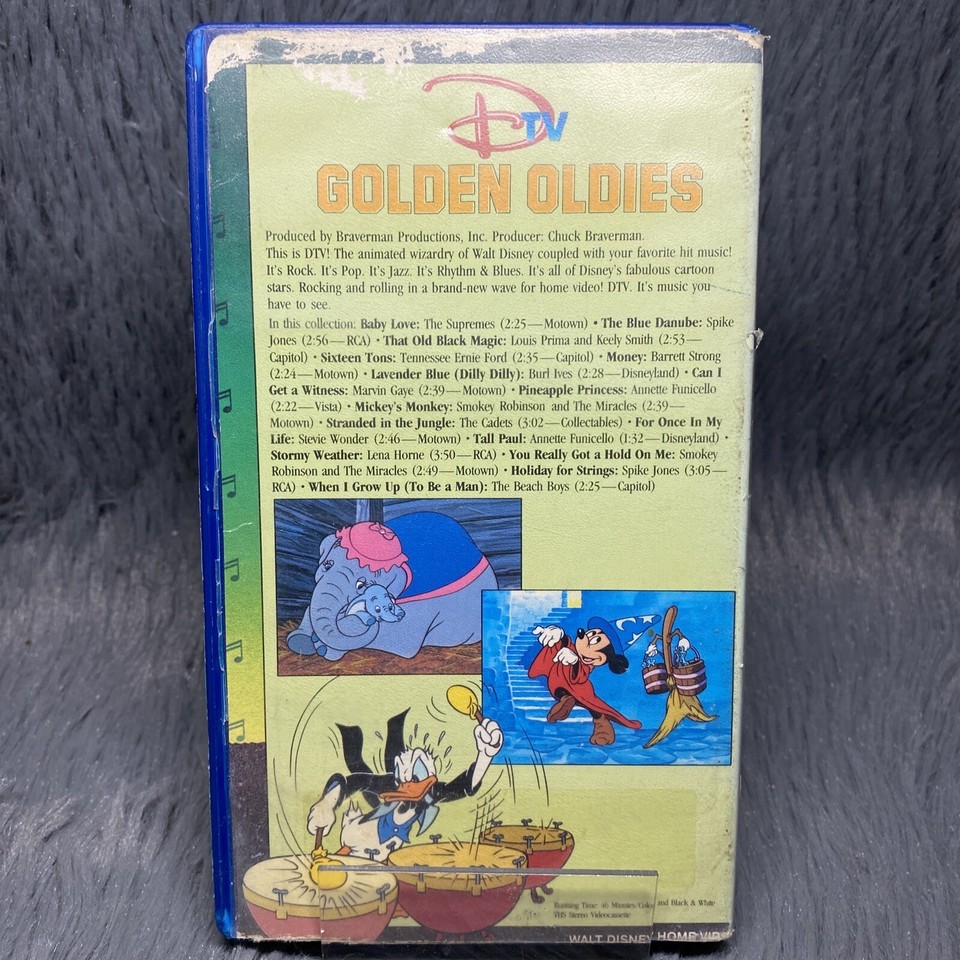 Golden Oldies VHS Tape 1984 Disney Animated Music Videos Blue Clamshell ...