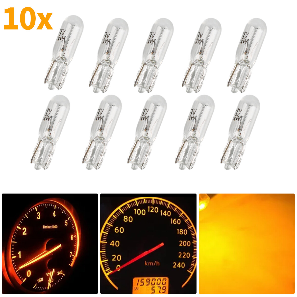 10x T5 286 Led Dashboard Light Bulbs Lamp Clock Dials Car Capless Wedge ...