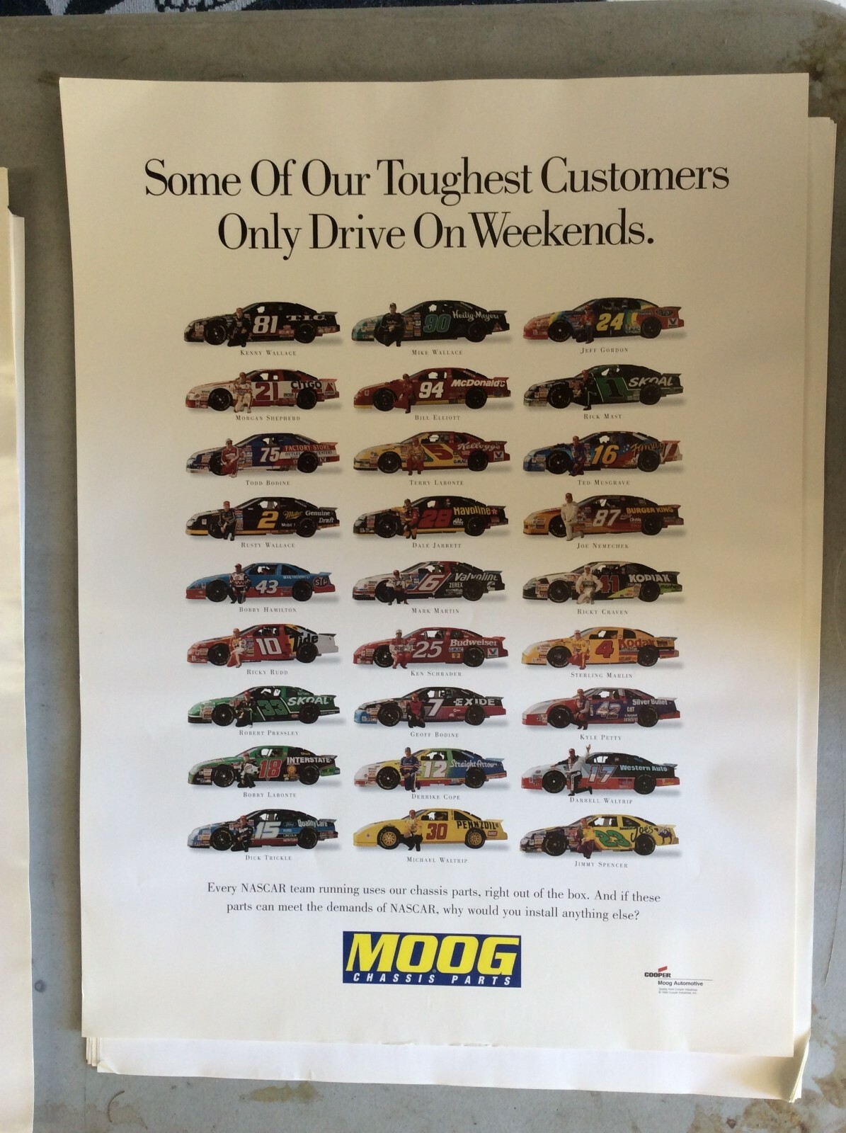 NASCAR CHAMPION MOOG POSTERS Multiple Years 31,33,35 To 41 and 45 To 52 ...