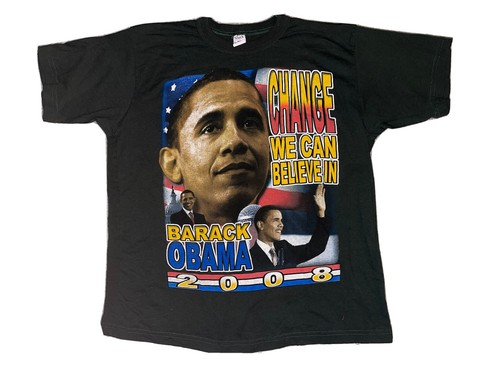 VTG Barack Obama 2008 Election Change We Can Believe In Black T Shirt ...