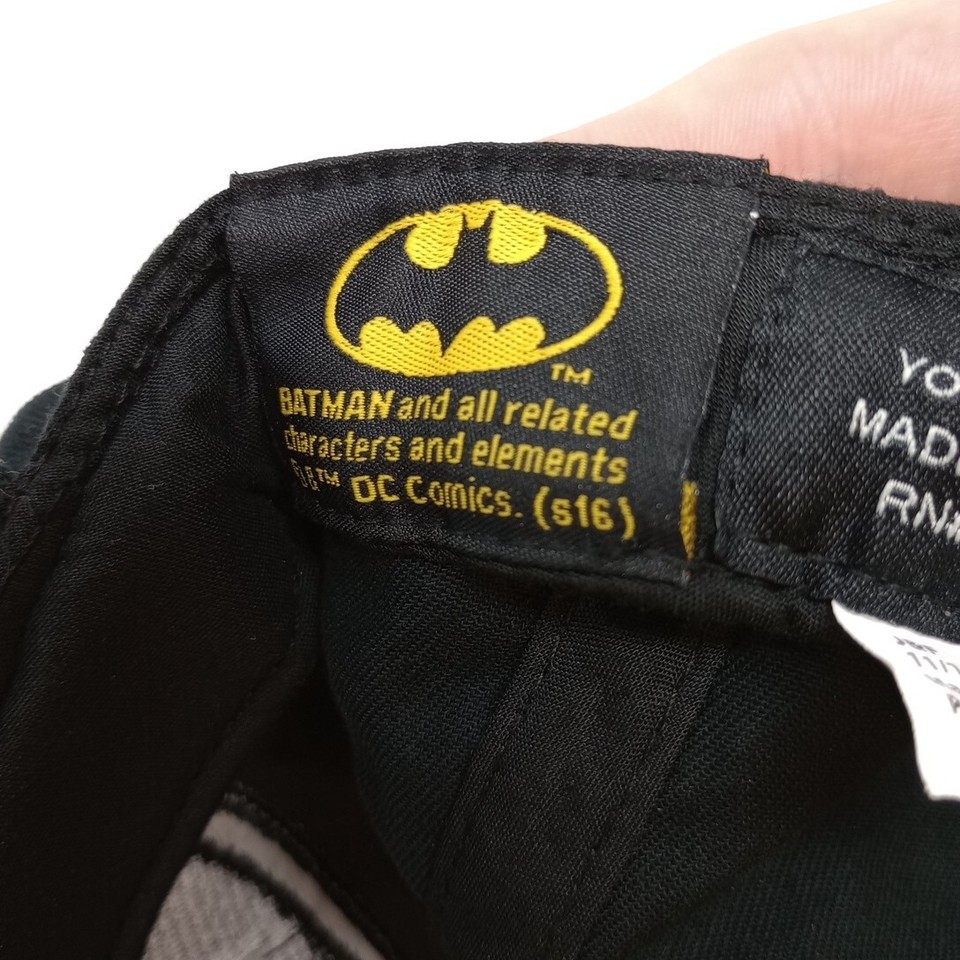 Batman DC Comics Bat Sign Logo Black Adjustable Snap Baseball Cap Hat ...
