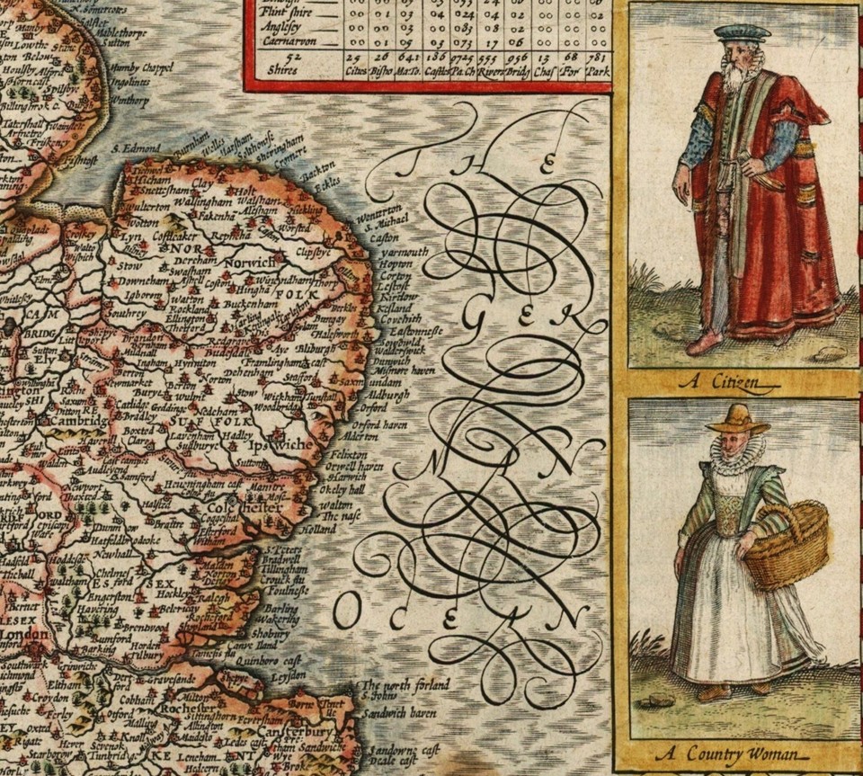 Ancient Old 1610 Decorative Antique Map Kingdome of England Canvas ...