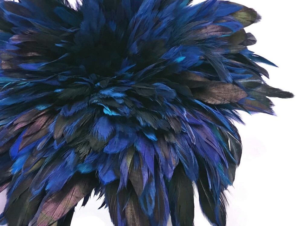 4 Inch Strip - Navy Blue Dyed Half Bronze Strung Rooster Schlappen ...