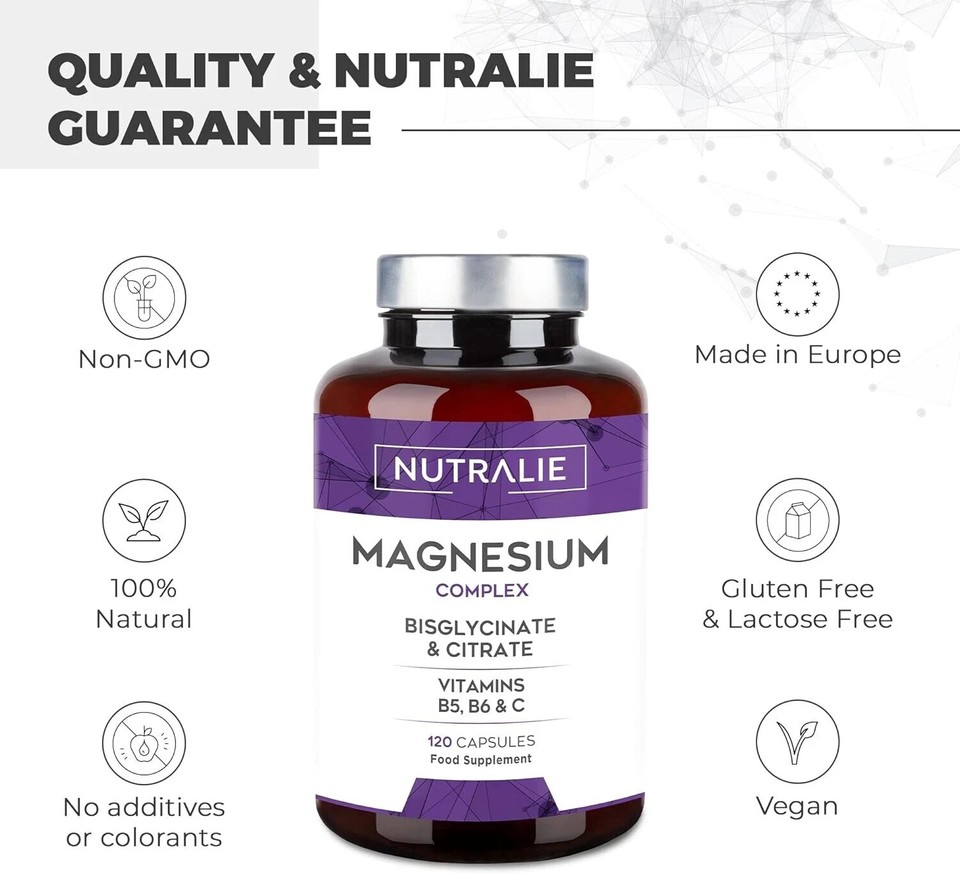 Magnesium Glycinat + Citrat - Komplex mit B6 B5 C Hochdosiert - 2145mg ...