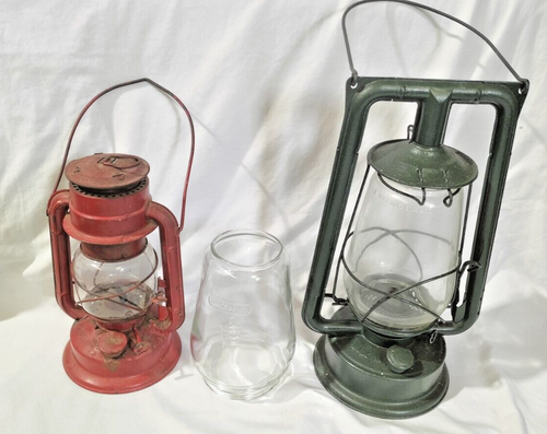 Chalwyn x2 Lamp Lantern Vintage Oil Storm Hurricane 1x Pilot 1x Tropic ...