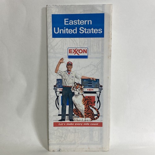Vintage EXXON Road Map Eastern United States Tiger Tips Litho USA 1970s ...