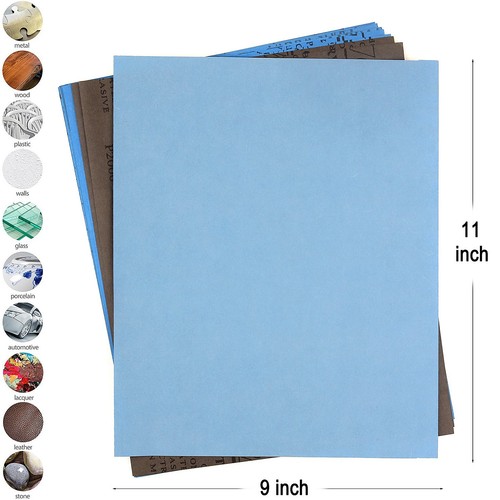 9x11 inch 16 Sheets Sandpaper, Wet or Dry 2000-10000 Grit 8 Assortment ...