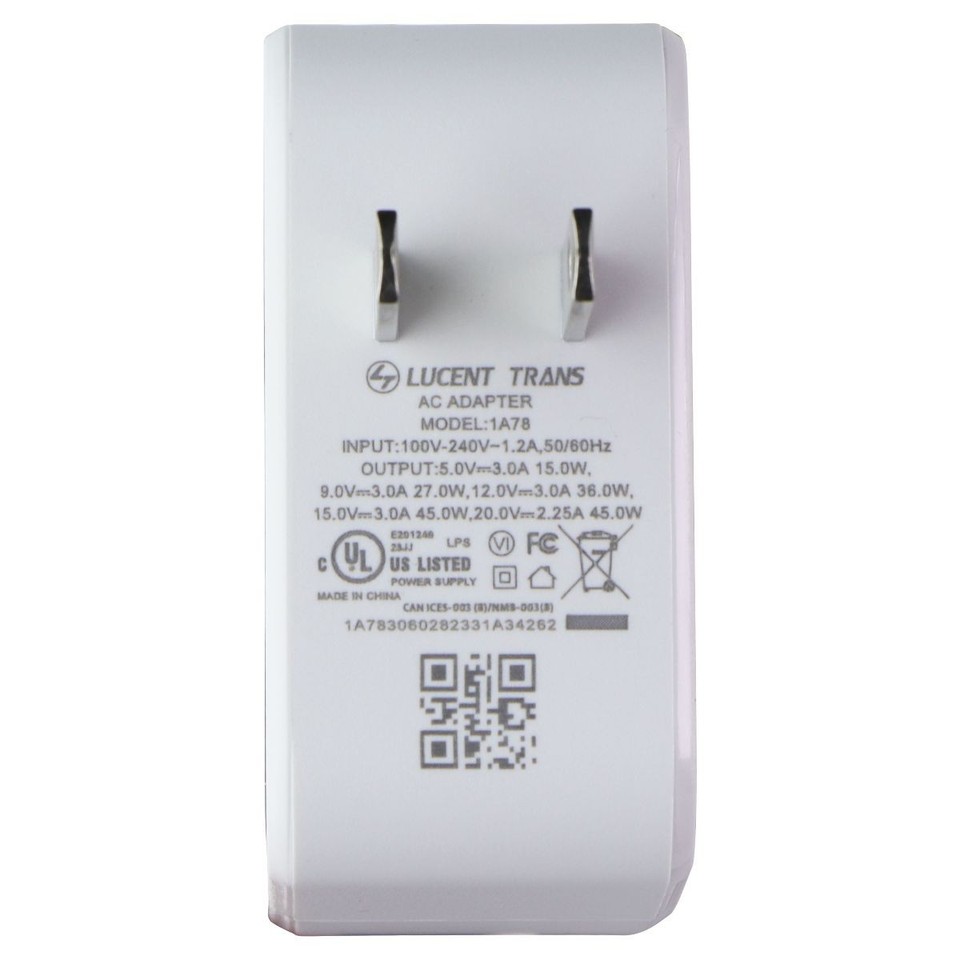 Lucent Trans (USB-C) AC Adapter (1A78) 15W 5V/3A - White | eBay