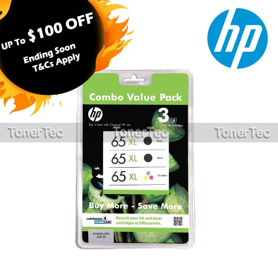 HP Genuine #65XL Black & Color High Yield Ink 3-Pack for Deskjet 3720 ...