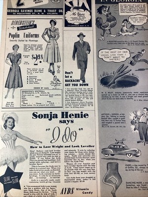 Atlanta GA Print Ad 1950 AJC Grau Cartoon Pitney Mt. Airy Griffin Sonja ...