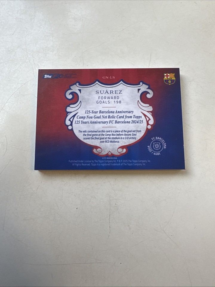 2024-25 TOPPS FC Barcelona 125 Years Camp Nou Goal Net Relic Luis ...
