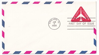 STAMPS US SCOTT UC40 "Jet Liner" 10 CENT RED AIRMAIL 1968 #6 ENVELOPE ...
