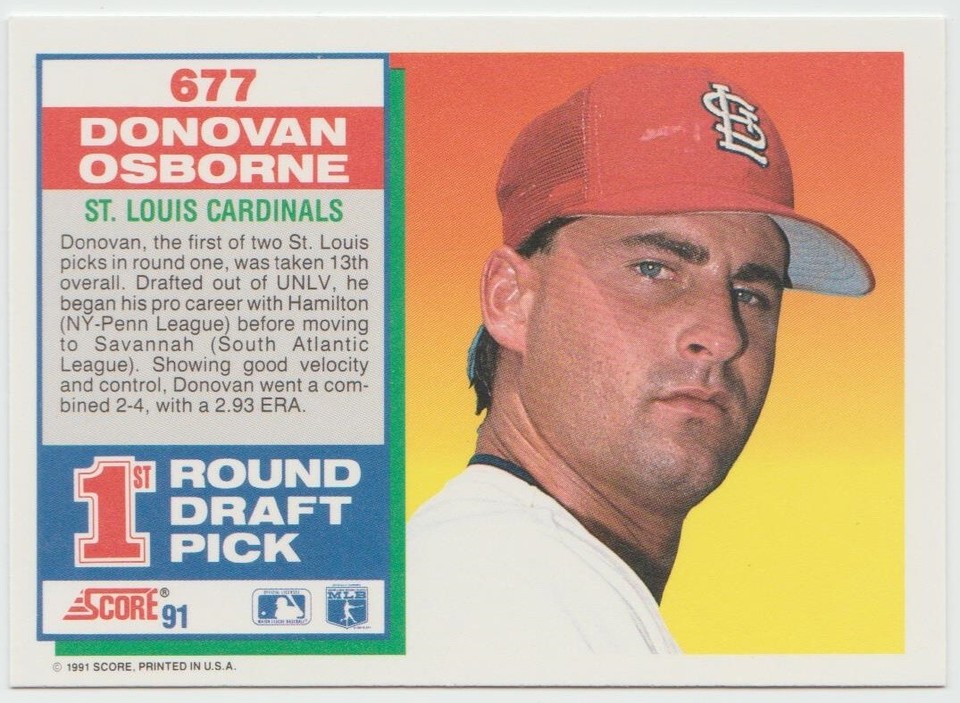 1991 Score Baseball #677 Donovan Osborne RC - St. Louis Cardinals | eBay