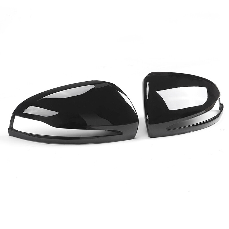 1Pair Rearview Mirror Cover Trim Glossy Black For Mercedes-Benz C Class ...