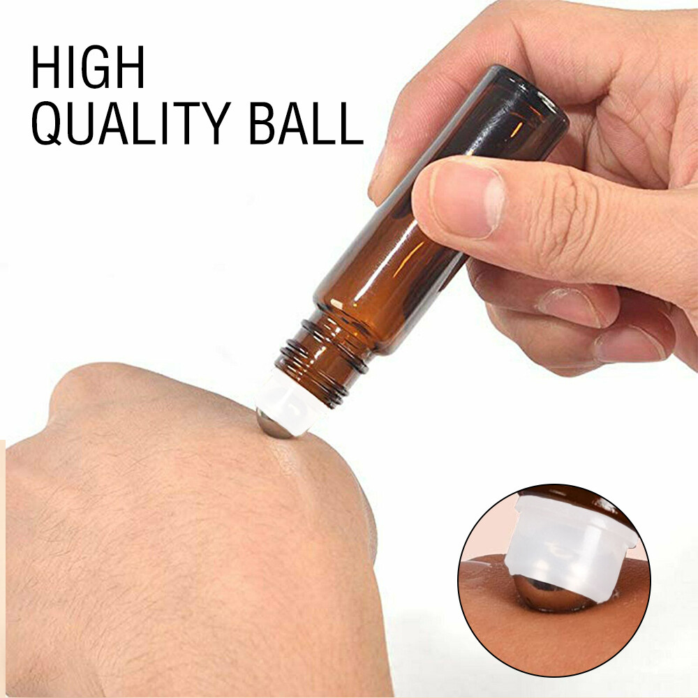 10ml Roller Rollerball Perfume Essential Oil Roll On Ball Amber Glass ...