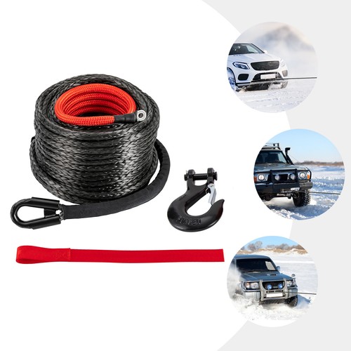 3/8x100" Synthetic Winch Rope W/Hook Fits 4WD Off-Road Truck Jeeps ATV ...