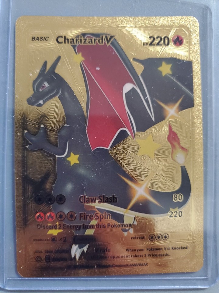 Charizard V HP 220 Gold Foil Pokemon Card Fan Art | eBay