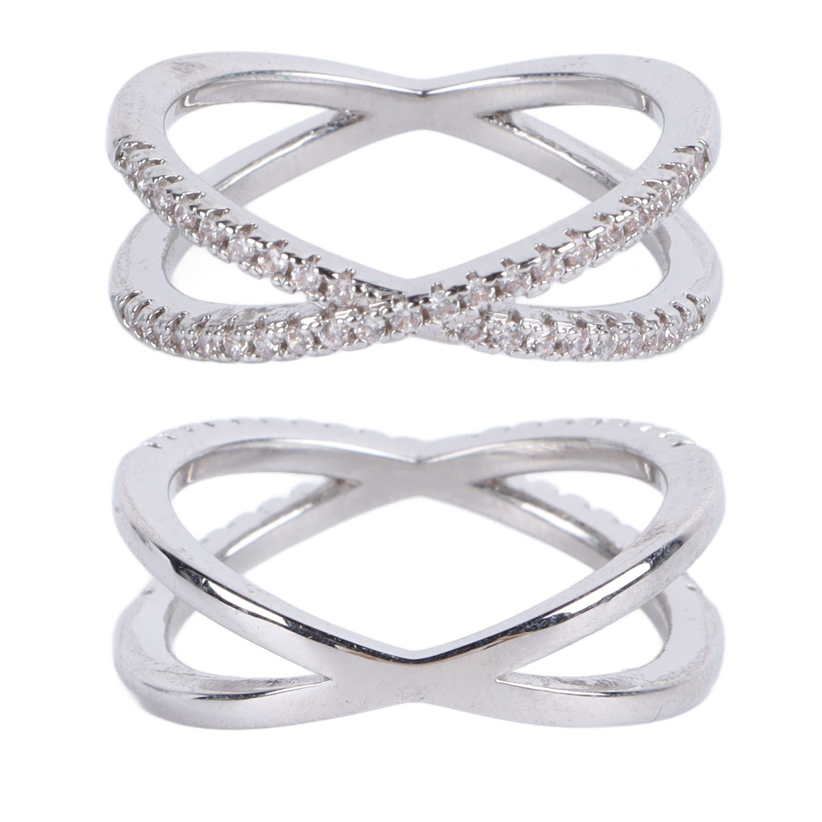 Silver X Ring Rhinestone X Shaped Ring Bling Exquisite Jewelry F EOM | eBay