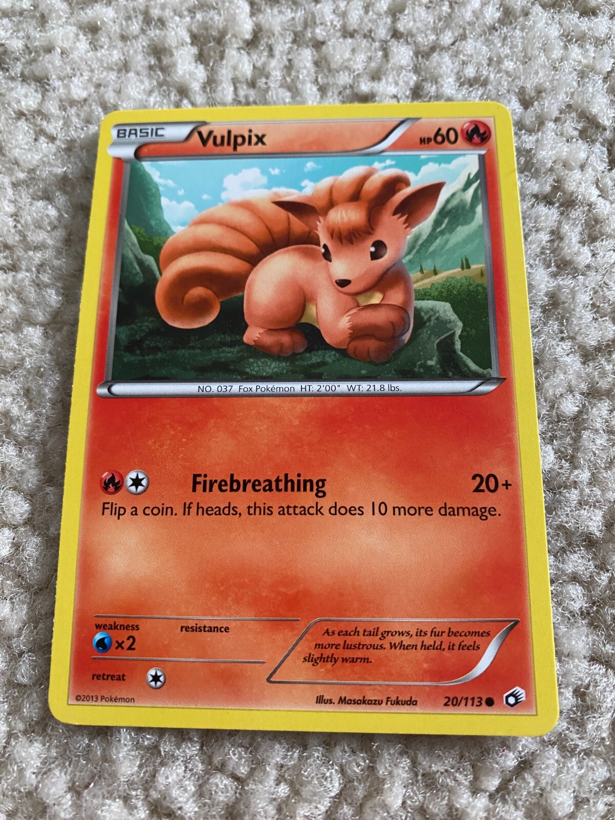 Pokemon Card Vulpix 20/113 Basic Fire Type 2013 NICE! | eBay
