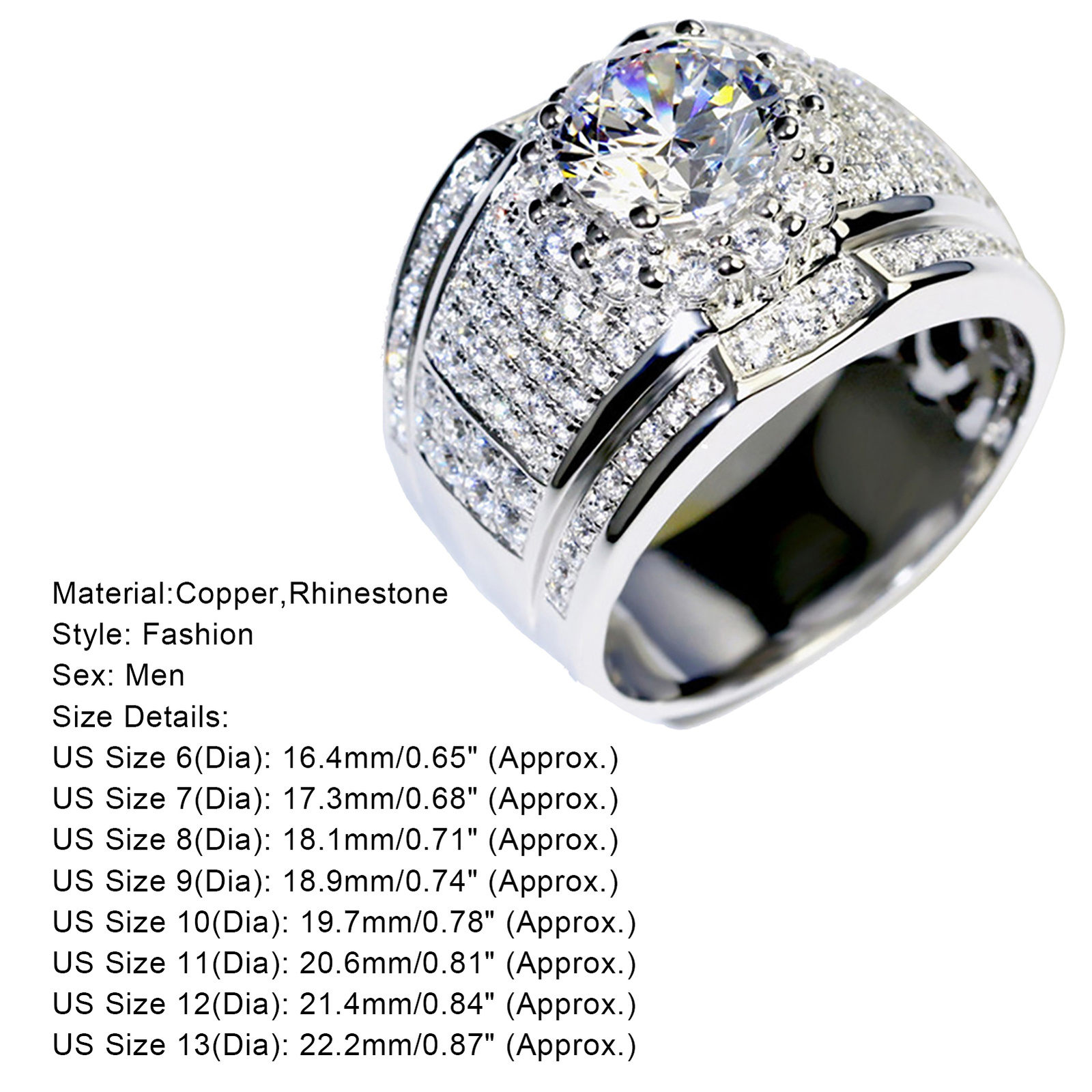 Finger Band Fashion Comfortable to Wear Men Rhinestone Ring Jewelry ...