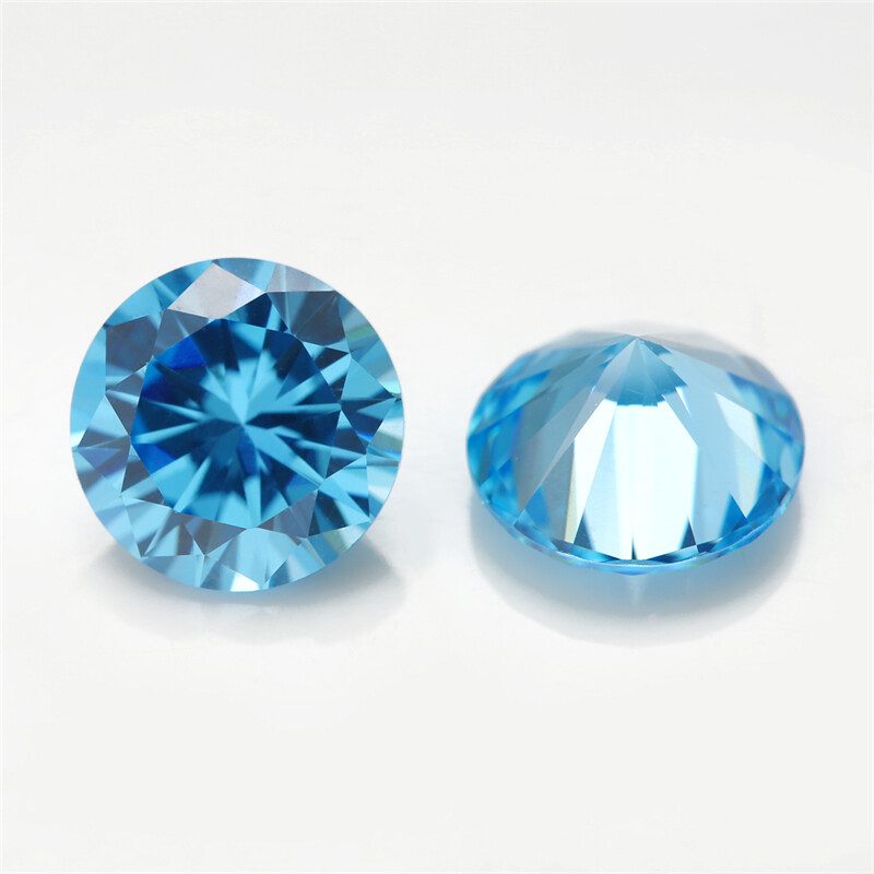 1~10mm Sea Blue Round Cut Loose Synthetic Loose Cubic Zirconia CZ Stone ...