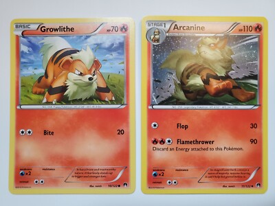 Growlithe 10/122 + Arcanine 11/122 BreakPoint Pokemon - 2X Non Holo ...