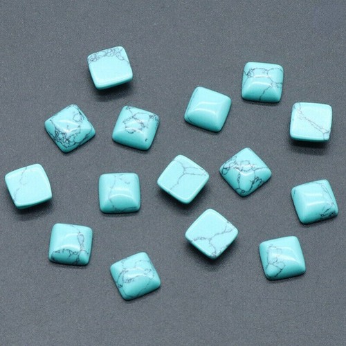 100pcs 10mm Artificial Turquoise Stone Square CAB CABOCHON for Jewelry ...
