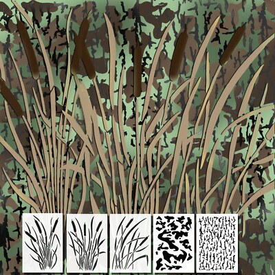 Duck Boat Camouflage Stencils Camo Spray Paint Stencil Cattails Bark ...