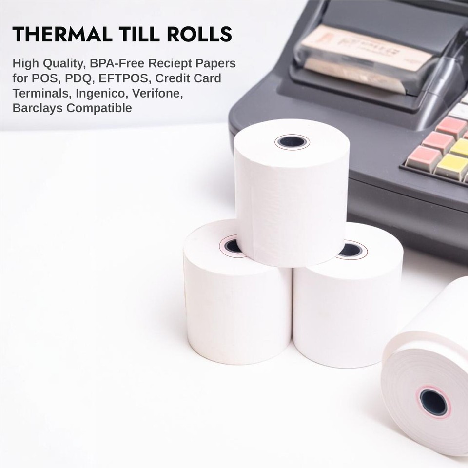 57x40 Thermal Roll Credit Card Machine Receipt Paper Till Rolls - 50 ...