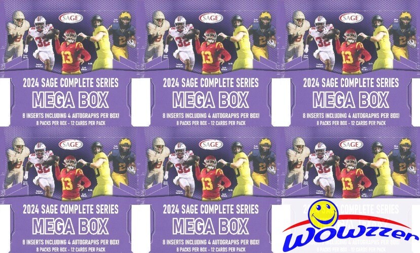 (6) 2024 Sage Football HUGE EXCLUSIVE Factory Sealed MEGA Box-24 AUTOS+ ...