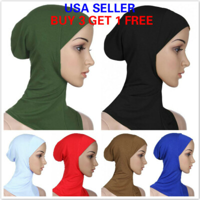 Muslim Neck Cover Head scarf Inner Hijab Caps Islamic Underscarf Ninja ...