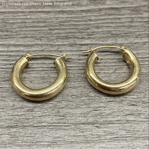14K Yellow Gold Puffy Circle Hoop Earrings 3/4" Diameter 4mm 2.00g | eBay