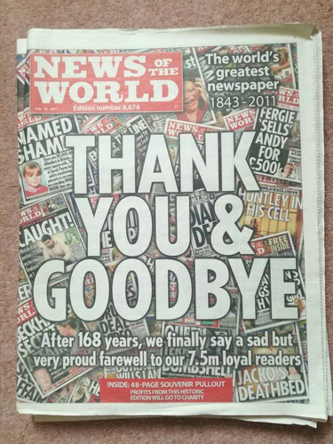 NEWS OF THE WORLD LAST EDITION JULY 2011 - UNREAD COPY WITH MAGAZINE ...