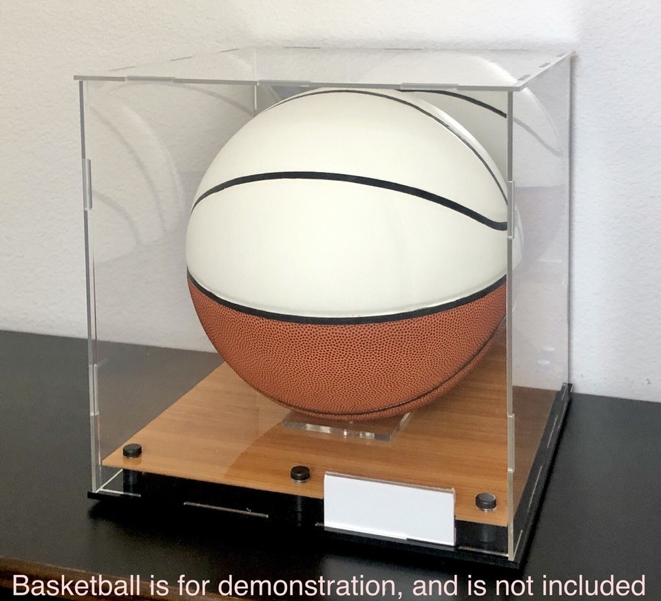 Full Size Basketball Display Case with Acrylic Wood Court Base and ...
