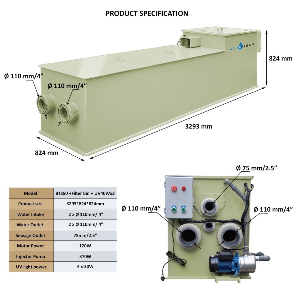 Macro Drum Pond Filter with Filter Media, Integrated Filtration ...