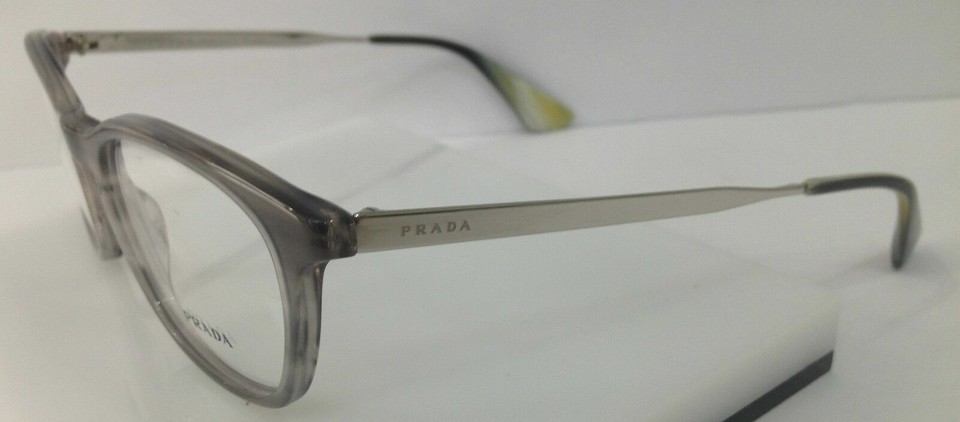 PRADA VPR 01P MAW-1O1 GREY/SILVER PLASTIC ROUND ITALY EYEGLASSES FRAME ...