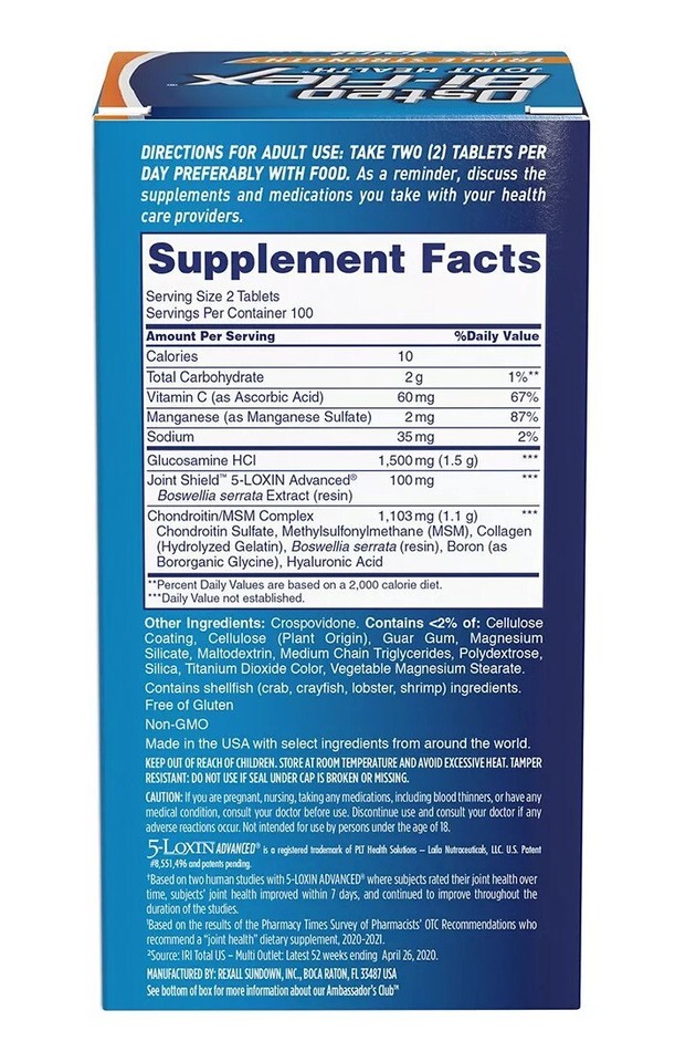 Osteo Bi-Flex Triple Strength Glucosamine + Chondroitin +Joint Shield ...