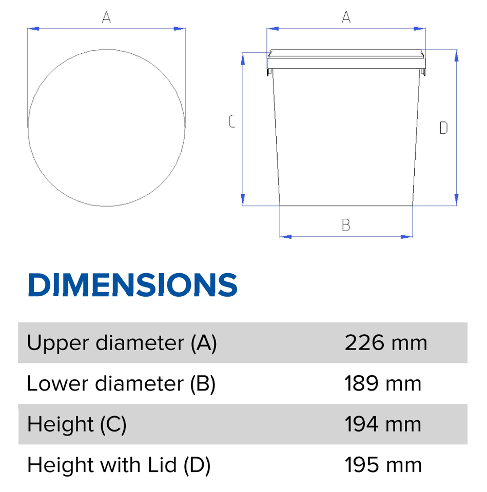 3L Bucket Storage Container Pail Tubs + Lid Plastic Handle Pet Feed ...