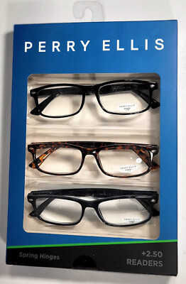 Perry Ellis Premium Reading Glasses for Men 3 Pack +2.5 Black, Brown ...