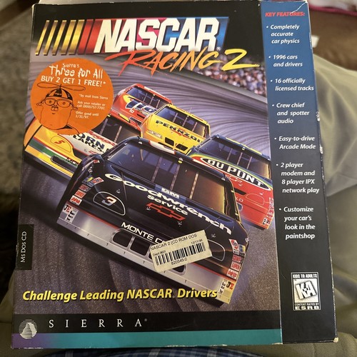 SIERRA NASCAR RACING 2 PC VIDEO GAME VINTAGE 1994 / NEW OPEN BIG BOX ...