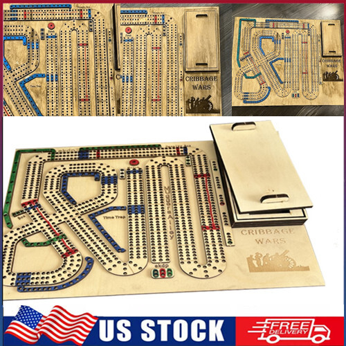 Cribbage War Game Wooden Cribbage Board Game Set with Built-inStorage ...
