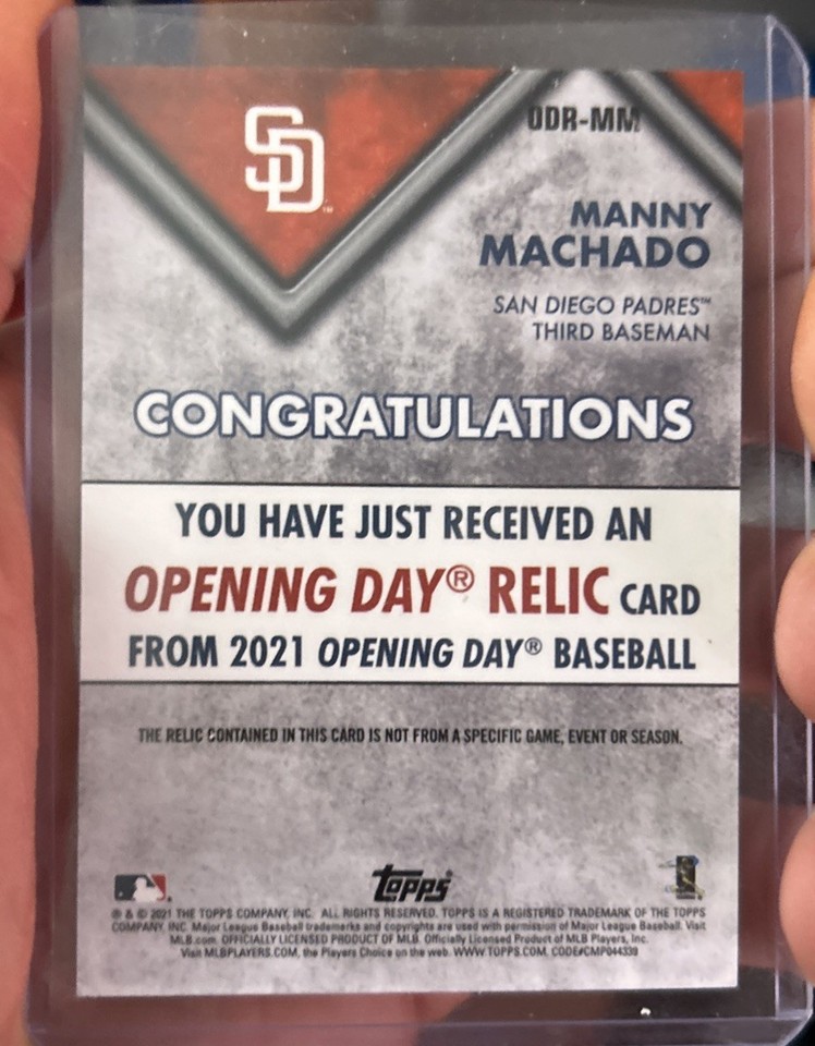 Manny Machado 2021 Topps Opening Day Patch ODR-MM | eBay