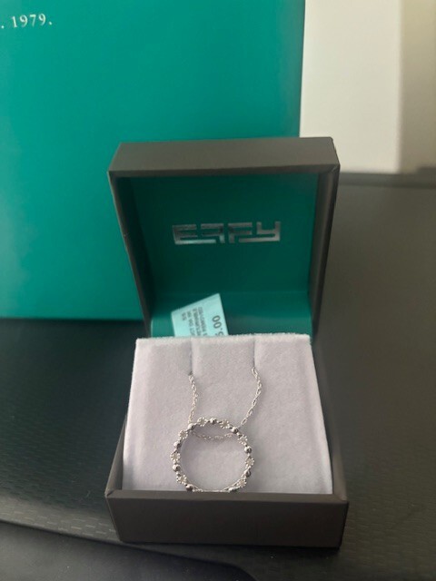 NEW IN BOX DESIGNER EFFY Diamond Circle Necklace 1/10 carat SS W/ EFFY ...